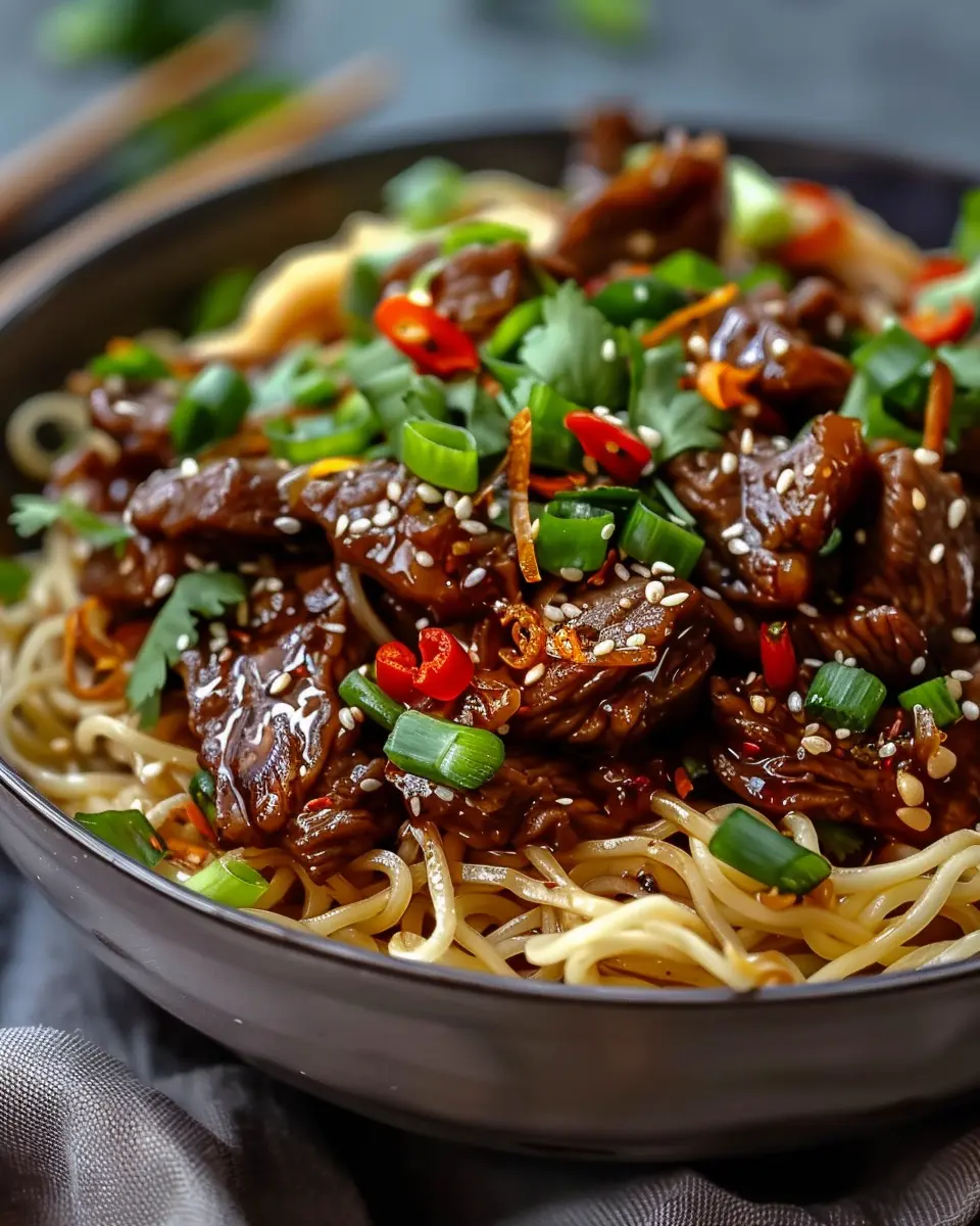 sticky beef noodles