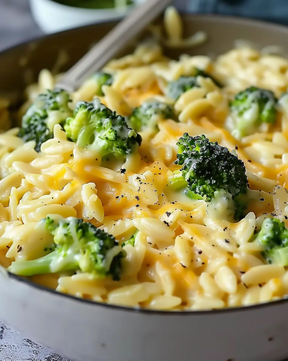 Creamy One-Pot Broccoli Cheddar Orzo
