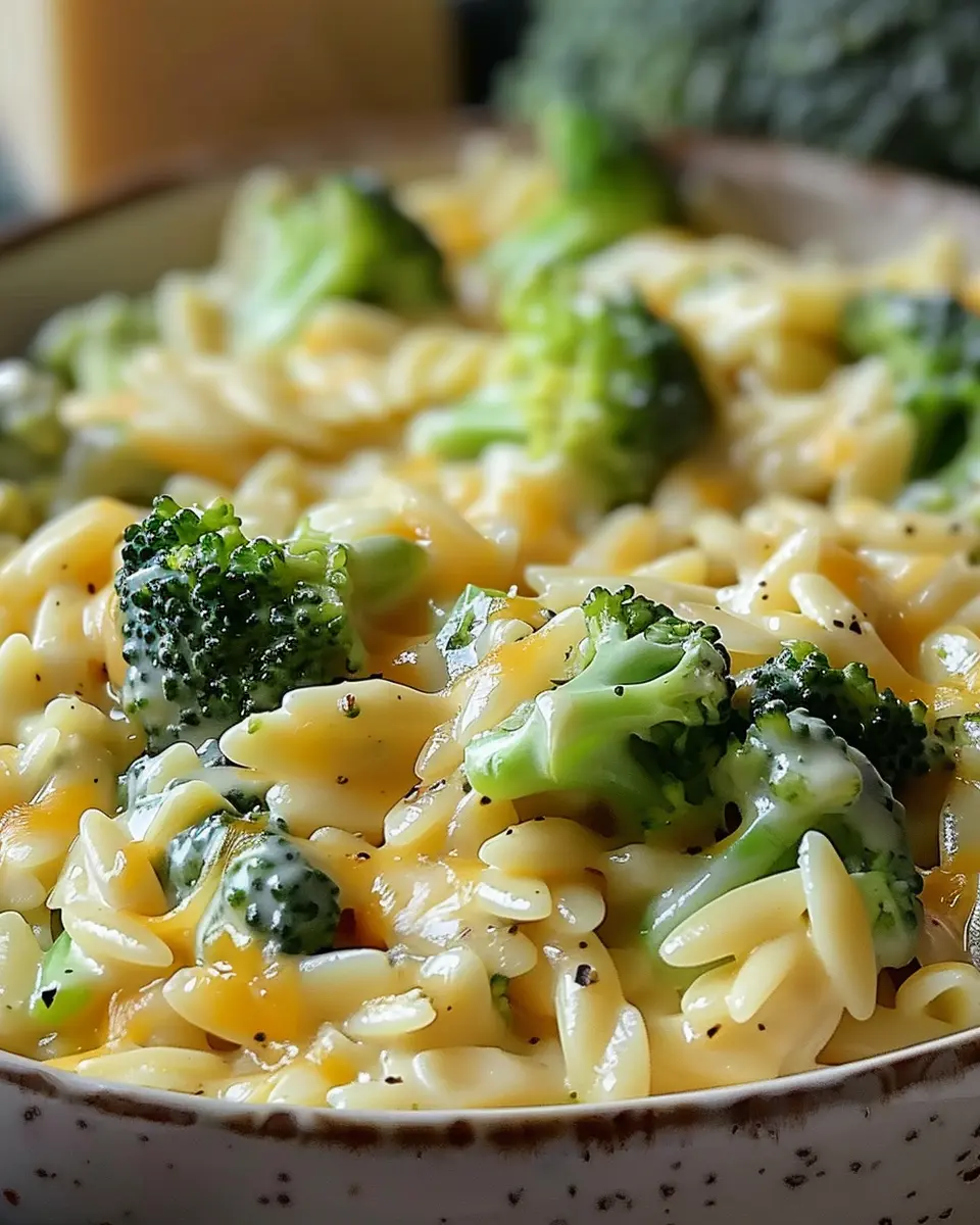 creamy one-pot broccoli cheddar orzo